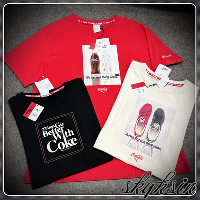 PUMA彪马 Suede Coke 可口可乐联名潮流短袖T恤 536159 536158