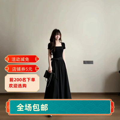 黑色赫本风礼服长裙子夏季穿搭连衣裙女2026新款夏日绝美漂亮掐腰