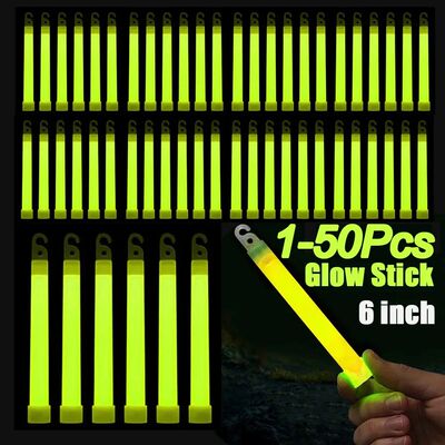 1-50pcs Glow Sticks with Hook 6 inch Fluorescence Light for
