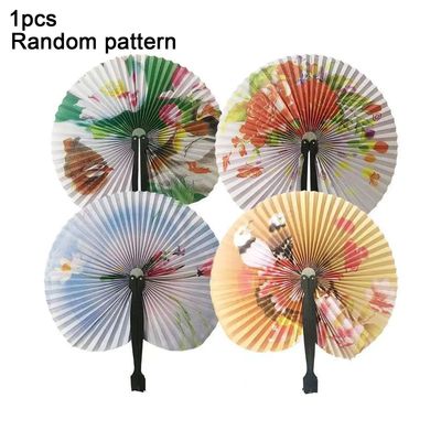 Foldable Paper Fan Retro Windmill Small Round Paper Color