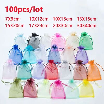 100PCS Drawable Organza Bags Supply Wedding Christmas Favor