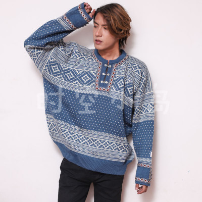 挪威民族风花纹手工羊毛衣