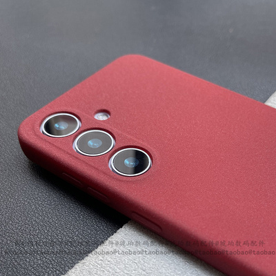 适用三星GalaxyS25手机壳S25+简约个性复古酒红S25Ultra粗磨砂不沾指纹S25edge全包S24防滑S23硅胶S22软壳S21