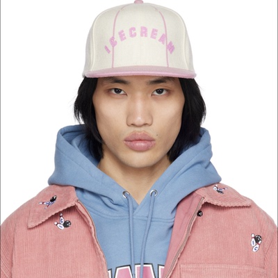 BBC ICECREAM CapPink Pinstripe Wool Snapback羊毛款条纹平檐帽