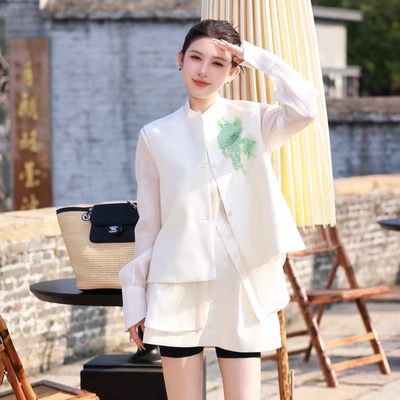 新中式真丝绣花珠片马甲女