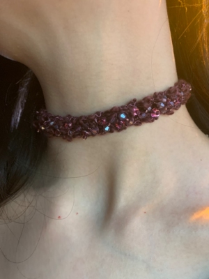蓝莓酱biling bling亮片choker颈链女紫色氛围感项圈毛绒颈带个性