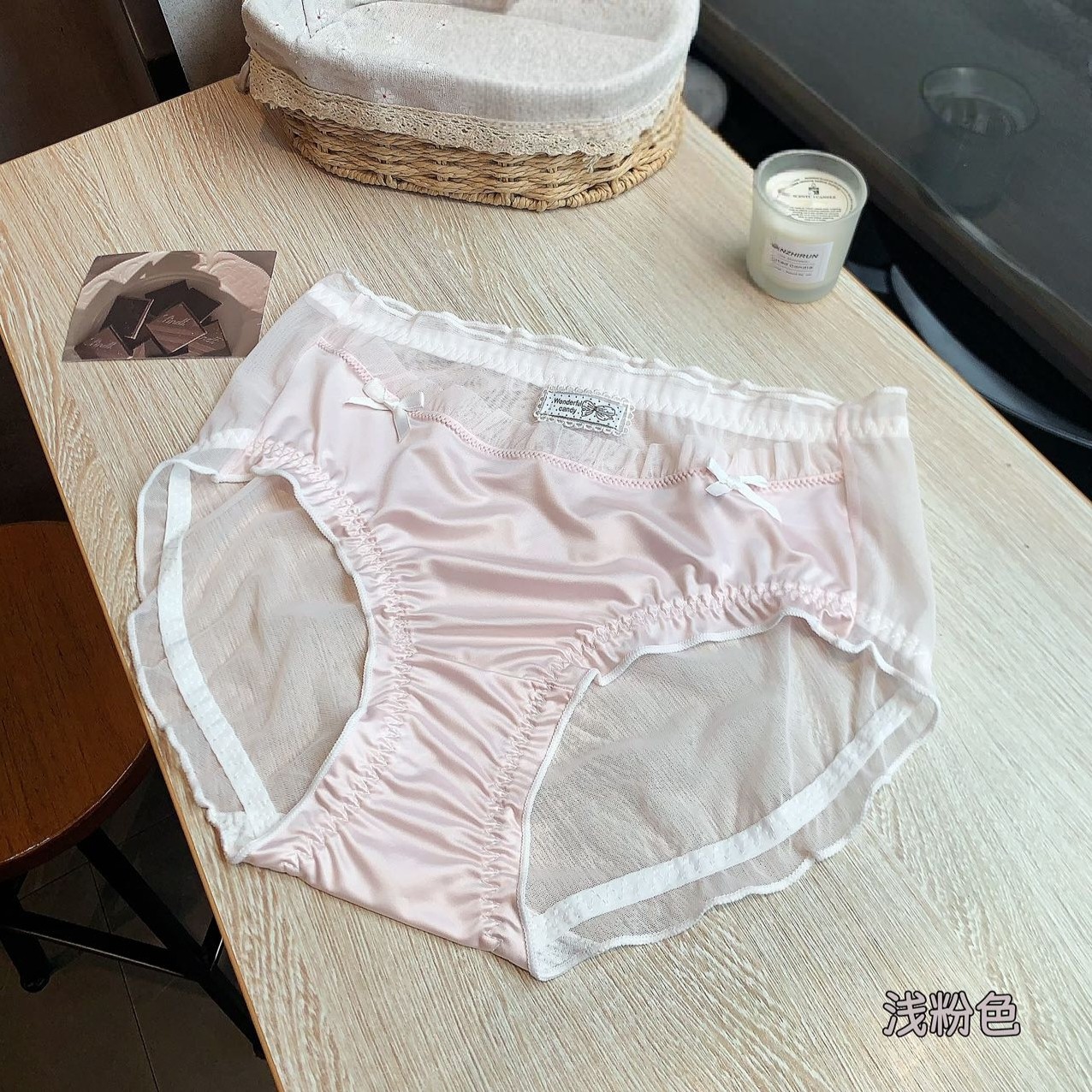 秋冬新品高弹透气女士三角内裤高腰微透可爱性感少女裤头