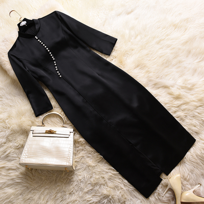 中式高端改良版气质醋酸连衣裙