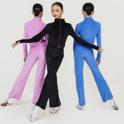 FZS DANCE舞服少儿拉丁舞秋冬超柔丝绒冬季运动服套装三色保暖