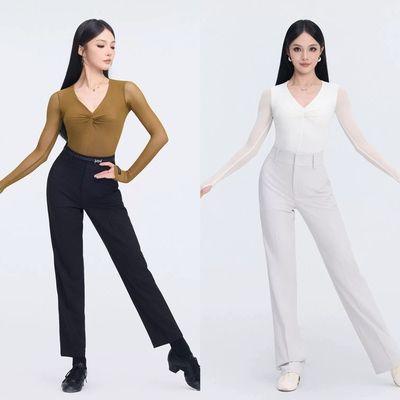 WAVE未午2026新款拉丁舞服成人舞蹈服长袖日常练功服【温雅线条】