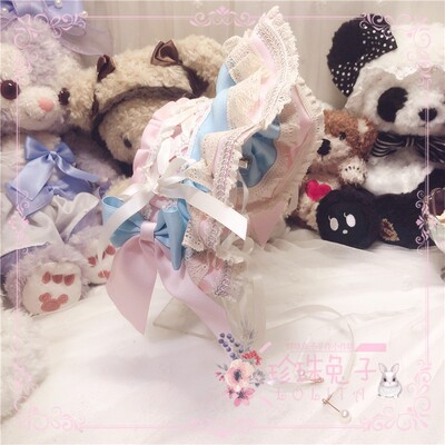 珍珠原创lolita手作拼色华丽蕾丝