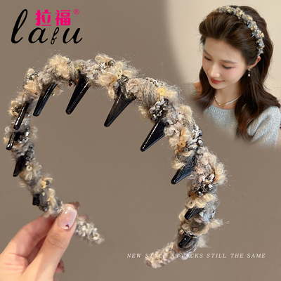 秋冬毛线发箍女款高颅顶洗脸头箍