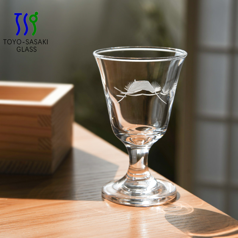 特价清仓日本原装进口东洋佐佐木玻璃清酒杯手工切子刻花富士山杯