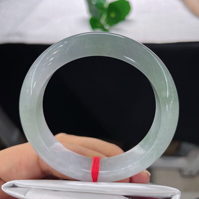 天然A货翡翠手镯晴水51.5mm缅甸老坑玉镯正圈翡翠玉镯子小圈带证