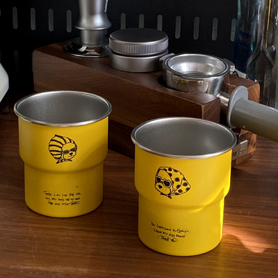 304不锈钢水杯 小众黄色涂鸦小修狗户外野营杯咖啡杯漱口杯刷牙杯