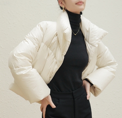 90超保暖对称门襟围脖短款羽绒服