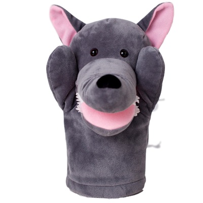 大灰狼毛绒玩具能动可张嘴手偶