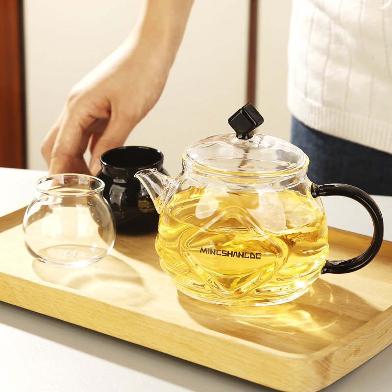 高硼硅玻璃茶壶家用耐高温带盖煮茶壶透明花茶泡茶器