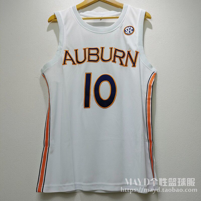 10号贾巴里史密斯球衣 奥本大学刺绣篮球服美式训练运动速干背心