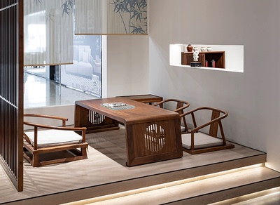 意式简约艺术创意长方形实木餐桌新中式茶桌Kend黑胡桃办公桌定制