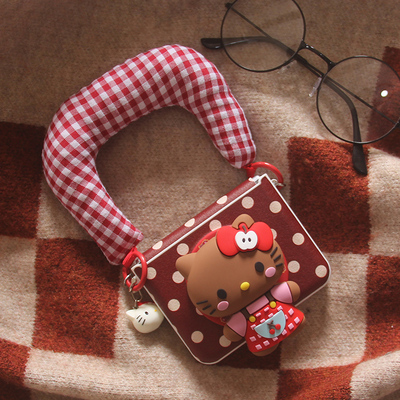 ins韩系酒红波点卡通立体KT猫磁吸适用三星Galaxy Z Flip7手机壳zflip6全包侧扣挂绳zflip5/4/3折叠屏保护套