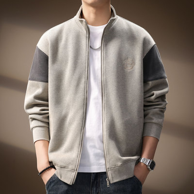 高端美式潮牌刺绣立领卫衣男