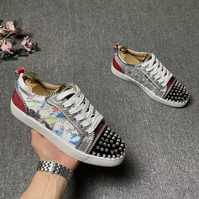 2025春秋新款CL铆钉红底男鞋系带水钻休闲运动板鞋网红爆款潮牌鞋