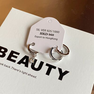 Jennie同款不对称mini水滴小耳圈精致简约多耳洞两戴