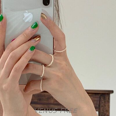 温柔风越戴越爱~迷你珍珠戒指女ins气质极细叠戴百搭食指尾戒指环
