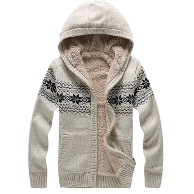 秋冬男士加绒加厚毛衣连帽