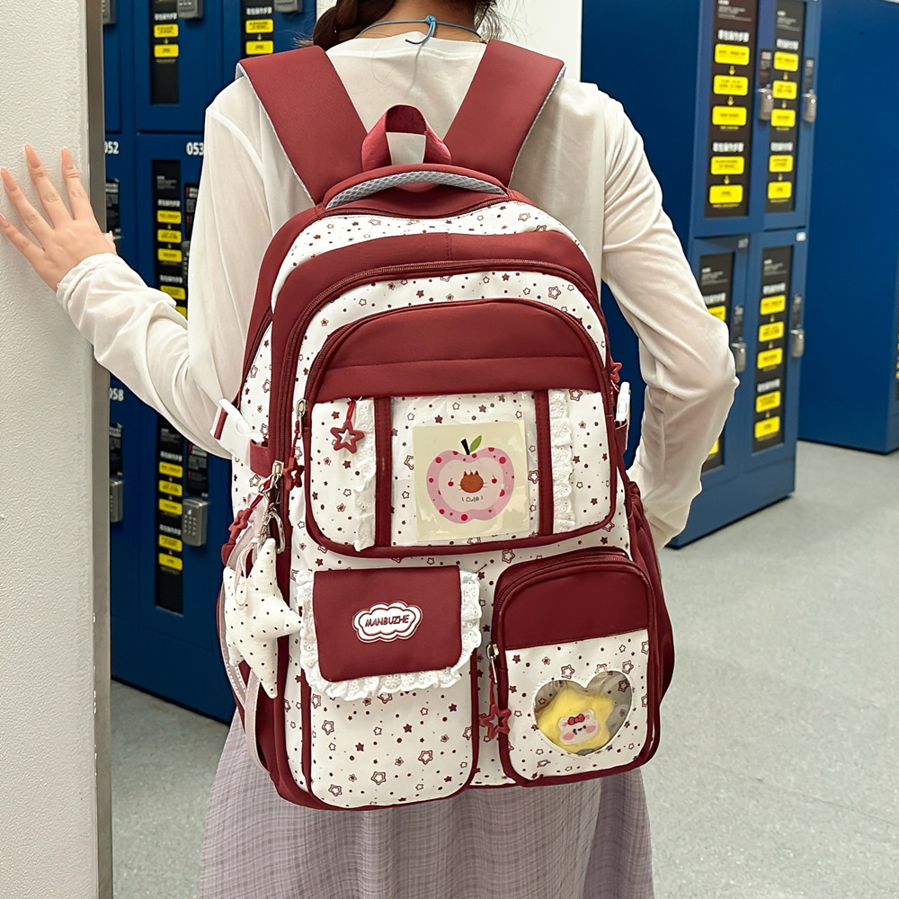 韩系书包初中女生ins小众高颜值痛包小学生大容量轻便少女双肩背