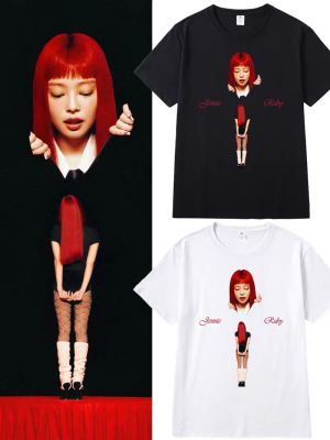 金智妮Jennie同款专辑Ruby短袖T恤女2025新款纯棉周边半袖上衣服