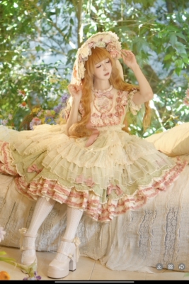 【垂耳汪】25原创新款Lolita手作四时花粉绿华丽bnt帽子茶会头饰