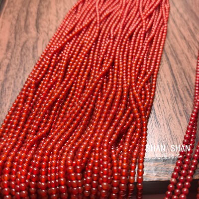 2mm润红玛瑙条珠圆珠散珠红玛瑙小珠DIY饰品配件半成品珠串项链