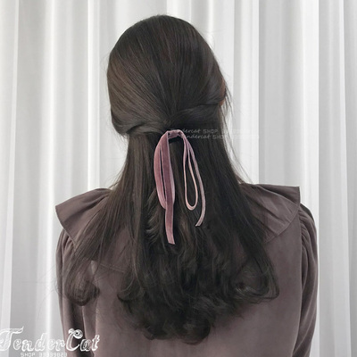 丝绒蝴蝶结装饰天鹅绒丝带发绳