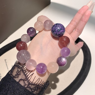 【紫色梦语】原创天然薰衣草紫水晶手串手链女款百搭紫锂云母