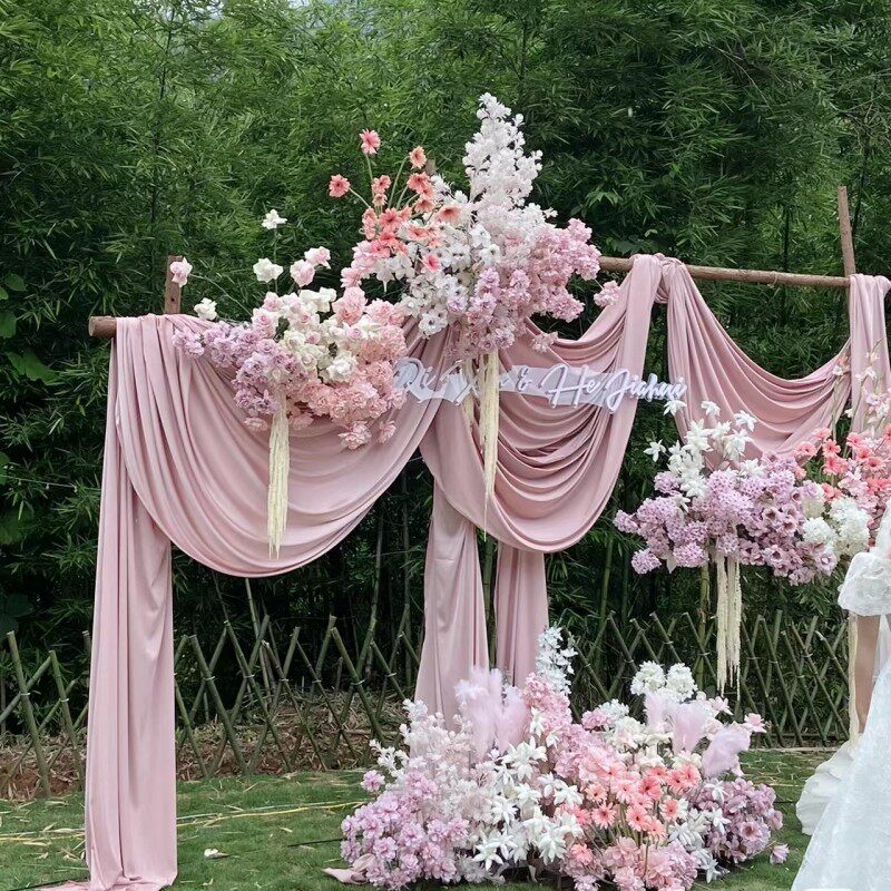 厚款】牛奶丝弹力布婚礼背景纱幔婚庆吊顶布幔平板布涤纶面料装饰