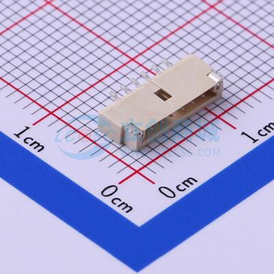 线对板针座 A1255WR-S-06PNLNT1TS1R SMD,P=1.25mm,卧贴 1x6P 卧