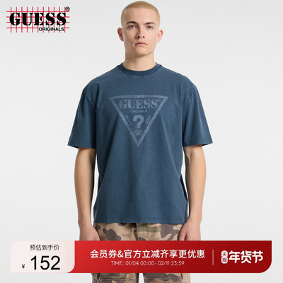 GUESS倒三角字母印花短袖T恤