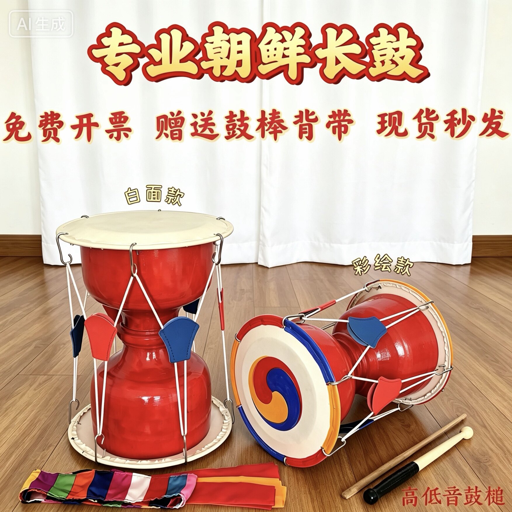朝鲜族长鼓儿童成人朝鲜舞蹈鼓细腰鼓表演鼓舞蹈道具拉绳鼓韩国鼓