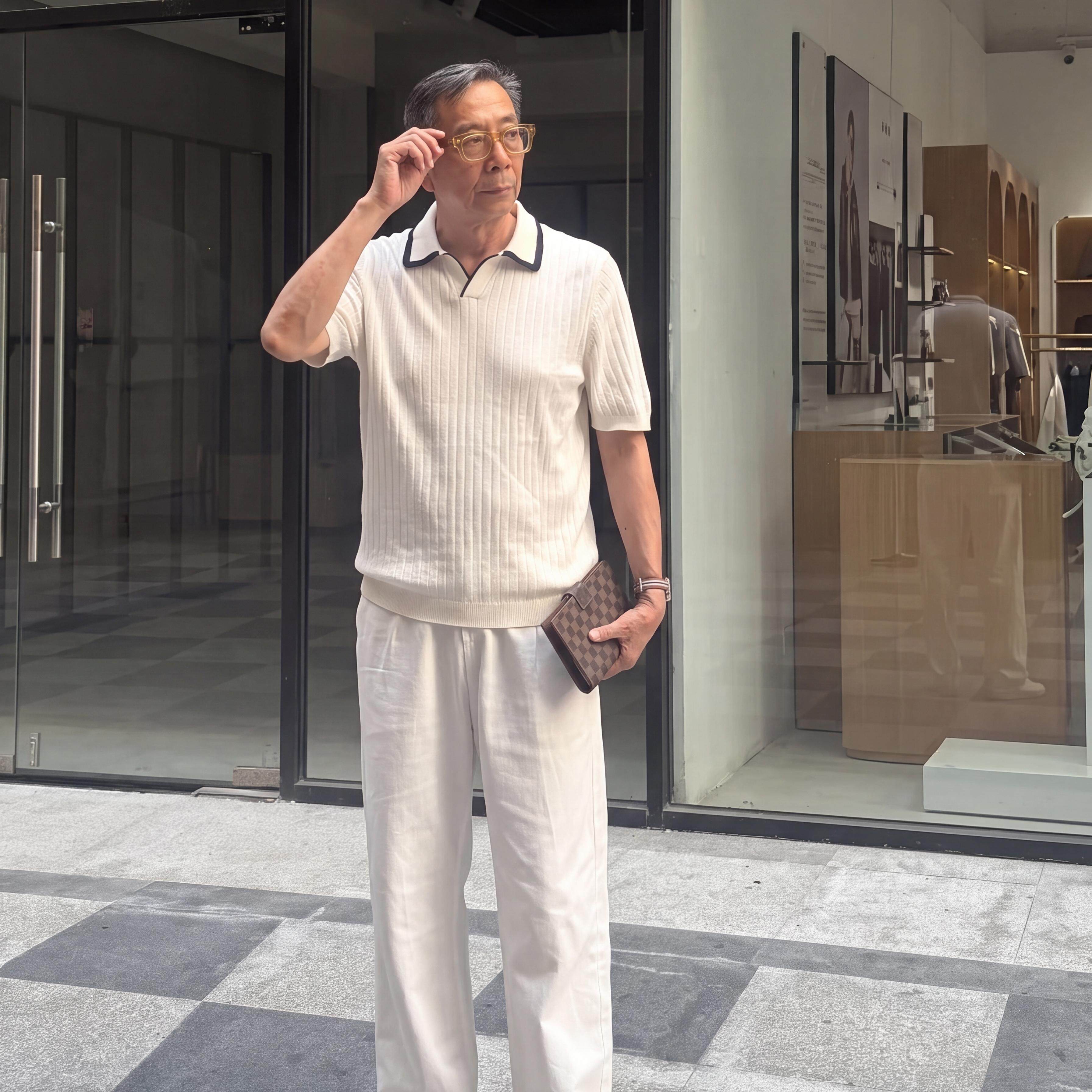 男装中老年下装2026夏季薄款垂感白色阔腿休闲裤爷爷舒适百搭长裤