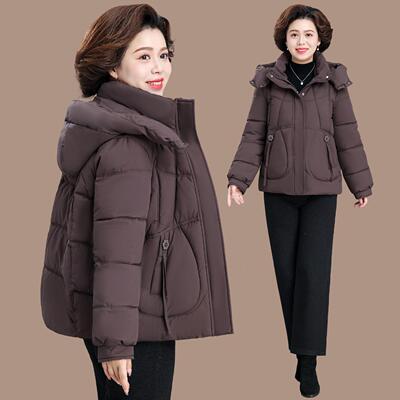 妈妈冬装绒棉高档服短款棉羽新款中老DGM年女秋冬季衣棉袄外套