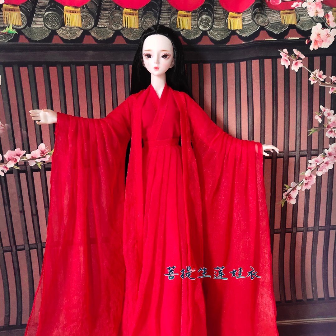 三分四分六分心怡可儿bjd兵人60cm 三生三世凤九红色古风娃娃衣服