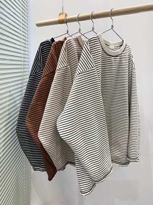 加厚宽松棉韩版破洞条纹卫衣女