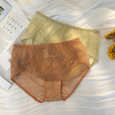 内裤女纯棉内档蕾丝网纱中腰性感
