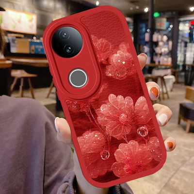 适用vivos20手机壳新款S20Pro网红小羊皮硅胶软壳女款VIVOS2O镜头全包防摔V2429A潮流时尚挂绳保护套冰洁花潮