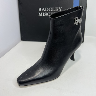 Badgley Mischka百吉利米西卡撤柜真皮女靴高跟时装靴水钻短靴潮