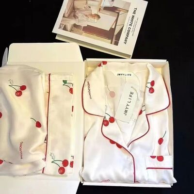 2023 Spring Autumn New Ice Silk 2 Pieces Pajamas for Women F