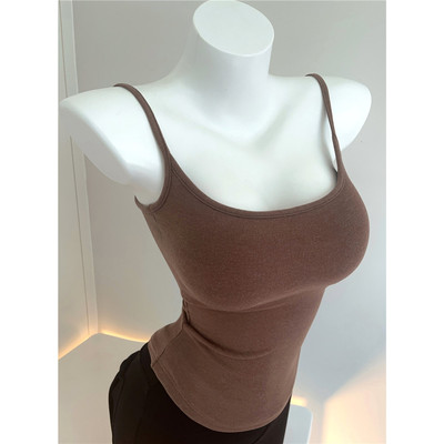 秋冬磨毛加厚！店主最爱的吊带！自带胸垫方领遮副乳打底背心上衣