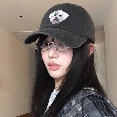 美式狗狗刺绣棒球帽男女2026新款显脸小复古鸭舌帽春夏大头围遮阳